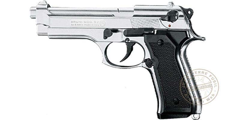 BRUNI Mod. 92 blank firing pistol - Black - 9mm blank bore Couleur Nickel